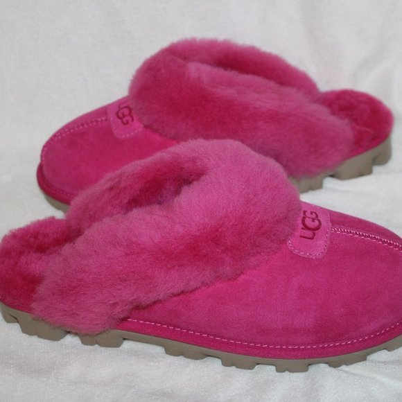 UGG | Shoes | Nib Ugg Womens Coquette Pink Suede Shearling Slippers ...